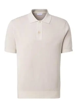 Sunspel Ribbed-knit Cotton Polo Shirt - Beige