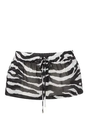 Attico Zebra-print Cotton Muslin Shorts - Black