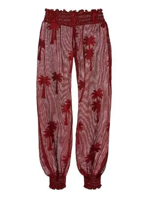 Johanna Ortiz Embroidered Cotton-blend Mesh Balloon Pants - Red