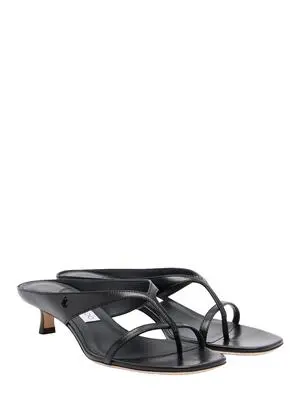 JIMMY CHOO Emery Leather Thong Sandals - Black