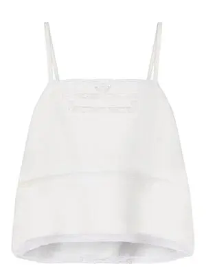 Prada Lace-trimmed Linen Top - White
