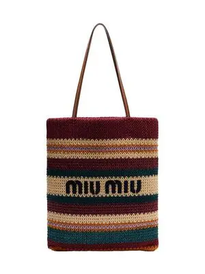 Miu Miu Woven Raffia-effect Shopper - Multicoloured