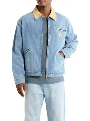 Carhartt Work In Progress Denim Jacket With Corduroy Collar - Blue Burst