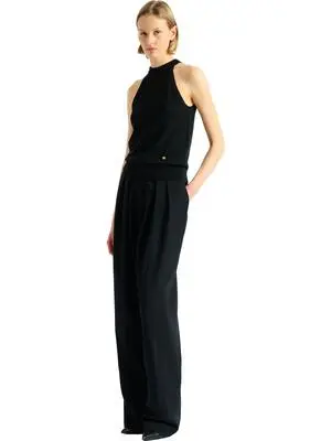 Balmain Sleeveless Knit High Neck Top With Quilted Effect - Black