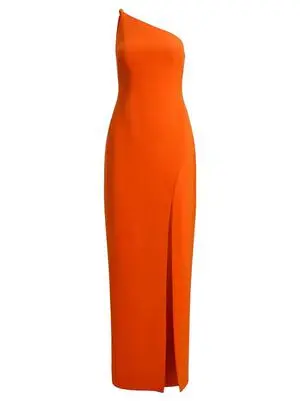 Ralph Lauren One-shoulder Slit Maxi Gown - Orange