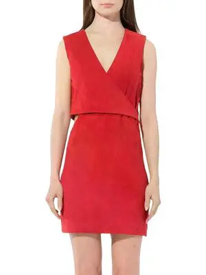Balmain Leather Wrap Dress - Red