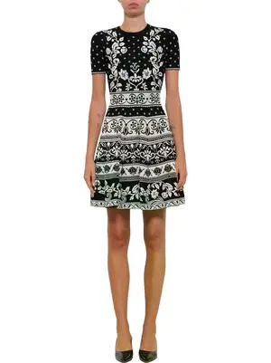 Alexander McQueen Floral-print Mini Dress - Black