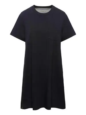 Sacai Paisley-print Paneled Mini Dress - Black