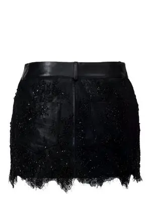 ALMAZ Sequin-embellished Lace Mini Skirt - Black