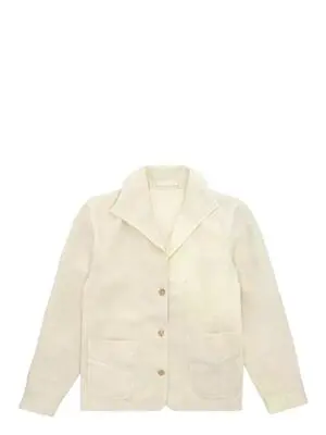 FORTELA White Linen Notch Lapel Jacket - Neutrals