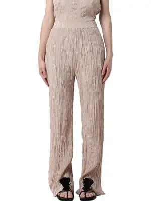 ALYSI Crinkled Satin High-waisted Trousers - Pink