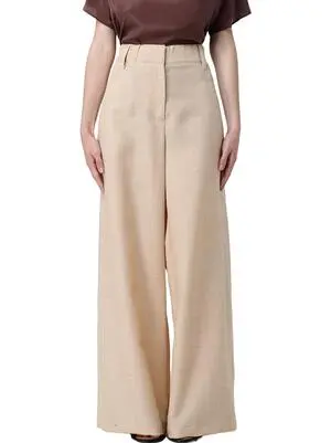 ALYSI Wide-leg Wool Trousers - Beige