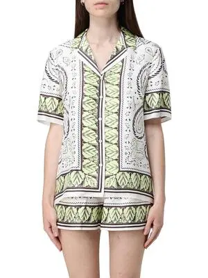Tory Burch Silk Ethnic Print Short Sleeve Shirt - Multicolor