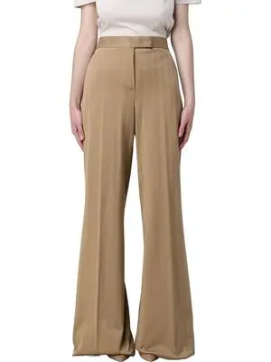 Max Mara Max Mara Pinstriped Cotton Flared Trousers Beige
