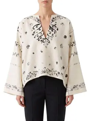 Alberta Ferretti Printed Blouse - White