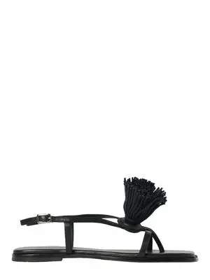 VIC MATIE Baron Leather Sandals With Tassels - Black