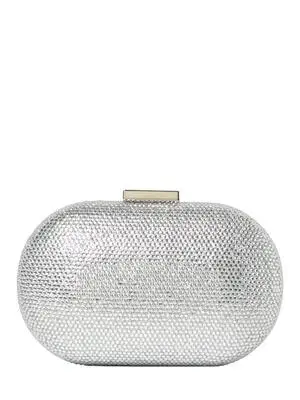 TWENTY FOURHAITCH Embellished Clutch With Clasp - Silver