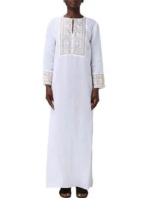 120% Lino Linen Kaftan Dress - White