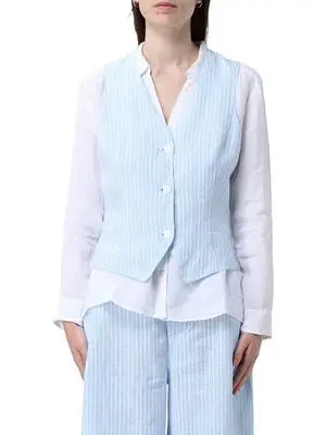 120% Lino 120% Lino Waistcoat Gnawed Blue