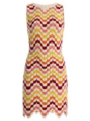 ESCVDO ESCVDO Solana Intarsia Crochet Mini Dress
