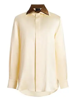 Bevza Double-collar Satin Shirt - Multi