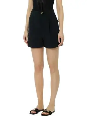 Elisabetta Franchi Gabardine Buttoned Shorts - Black