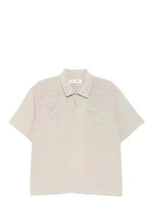 TOGA TOO Stud-embellished Short-sleeve Shirt - Neutrals
