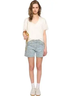 Zadig&Voltaire Tommer T-shirt With Rhinestone Embellishments - White