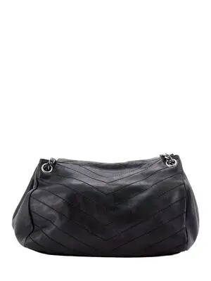 Saint Laurent Nolita Satchel Matelasse Chevron Leather Medium Shoulder Bag - Black