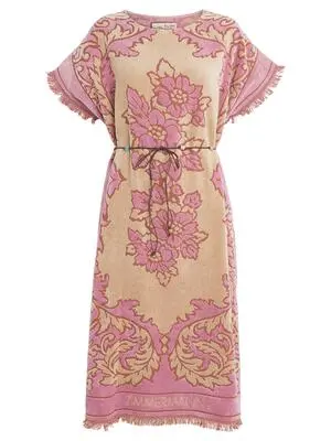 Zimmermann Towelling Floral Aster Midi Dress - Pink