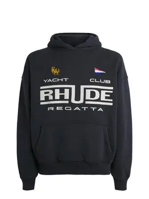 Rhude Cotton Regatta Print Hoodie - Black