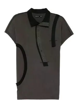 OPEN YY Asymmetric Panel Polo Shirt - Grey