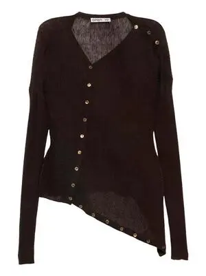 OPEN YY Convertible Draped Cardigan - Brown