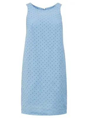 CONQUISTA Sky Embroidered Cotton Dress - Blue