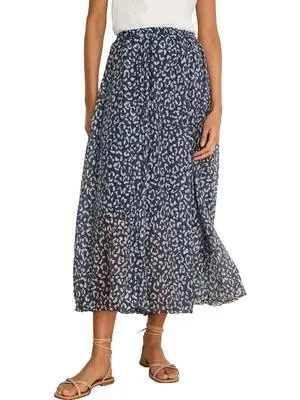 NIC+ZOE Leopard Crinkle Maxi Skirt - Indigo Multi