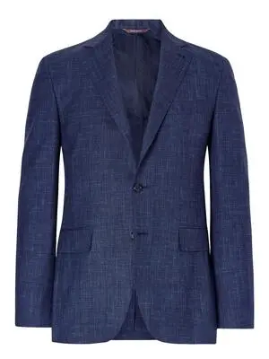 Canali Wool, Silk And Linen-blend Suit Jacket - Blue