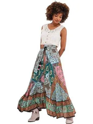 JOE BROWNS Maxi Skirt With Tassels And Ruffle Hem - Multi Patchwork