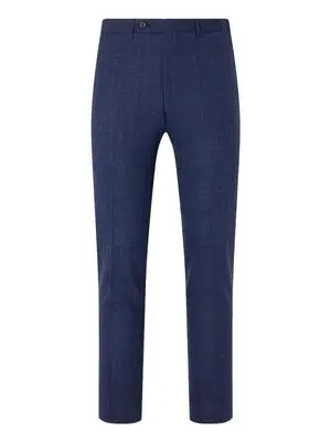 Canali Travel Straight-leg Wool, Silk And Linen-blend Suit Trousers - Blue