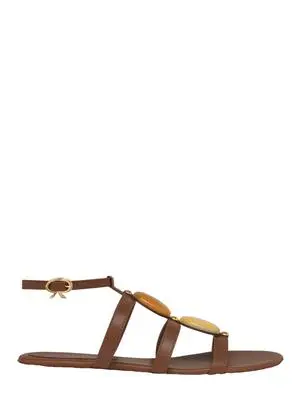 GIANVITO ROSSI Alicudi Espadrille Sandals With Buckle Detail - Brown Calf Leather