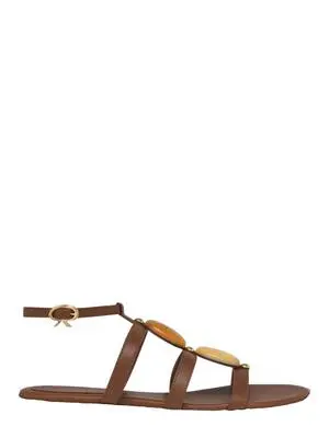 GIANVITO ROSSI Alicudi Espadrille Sandals With Buckle Detail - Brown Calf Leather