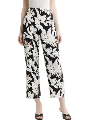 ANNE KLEIN AK Anne Klein Printed Crop Wide Leg Pants
