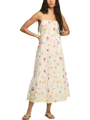 Lucky Brand Floral Print Tiered Maxi Dress - Multi Conversational Print