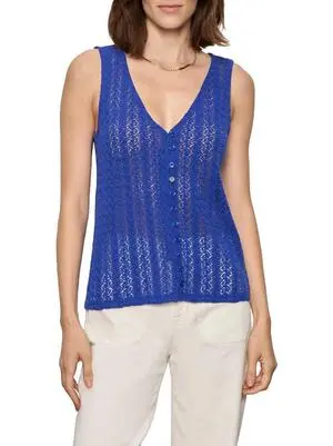 Sanctuary No Rush Front Button Sweater Vest - Luminous Blue