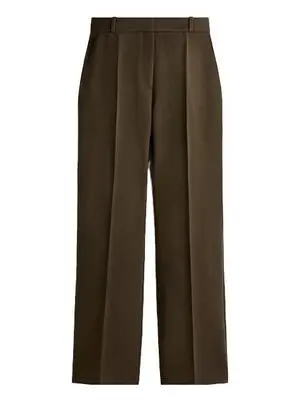 H&m Tailored Twill Trousers With Straight Legs - Dark Khaki Green