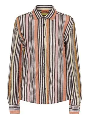 Missoni Striped Metallic Crochet-knit Shirt - Orange