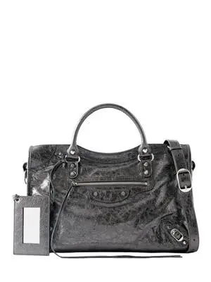 Balenciaga Le City Medium Leather Shoulder Bag - Gray