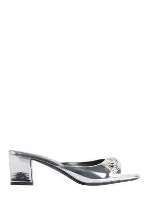 Gucci Signora Slide Sandal In Metallic Leather - Silver