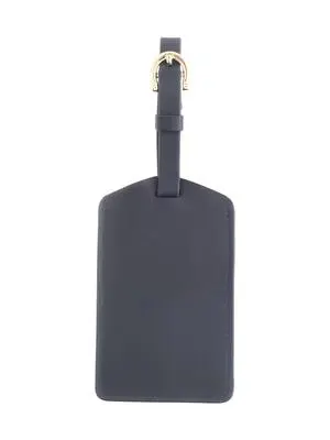 ROYCE NEW YORK Handcrafted Leather Luggage Tag With Privacy Flap - Blue