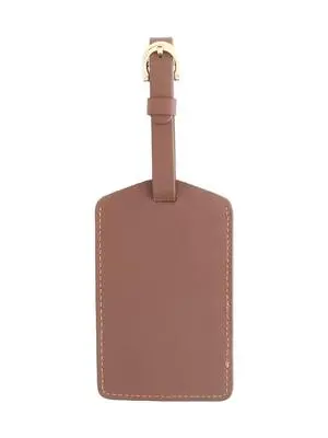 ROYCE NEW YORK Handcrafted Leather Luggage Tag With Privacy Flap - Tan