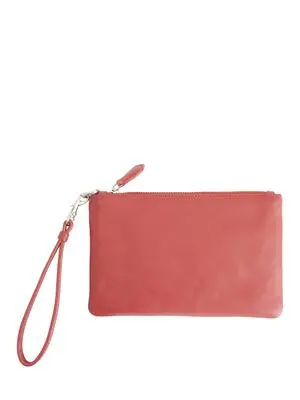 ROYCE NEW YORK Zippered Wristlet Wallet In American Nappa Leather - Red